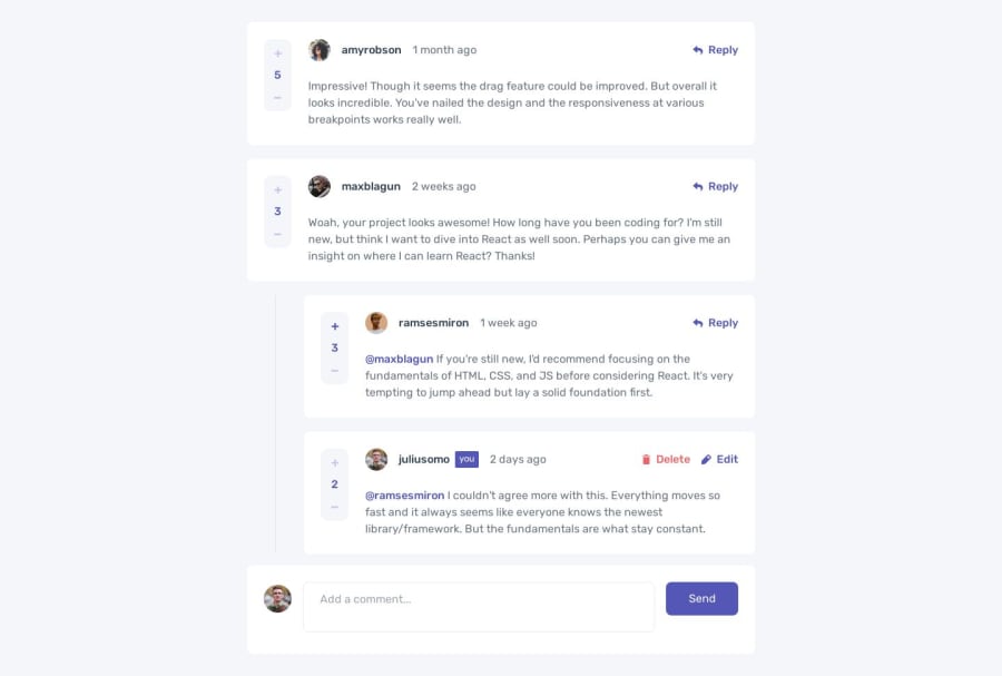 Frontend Mentor Interactive Comments Section Built With React Ts And
