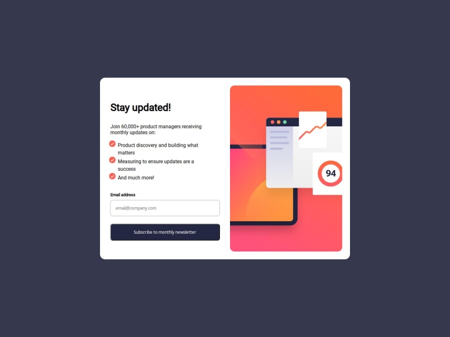 Frontend Mentor Responsive News Letter Sign Up Using Html Css And Javascript Coding Challenge 5599