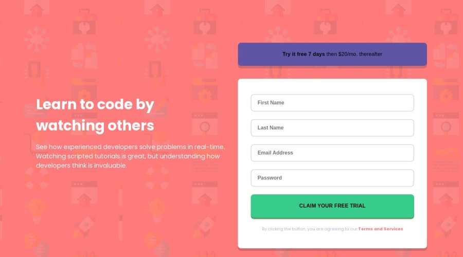 Frontend Mentor React Sign Up Controlled Components Style With