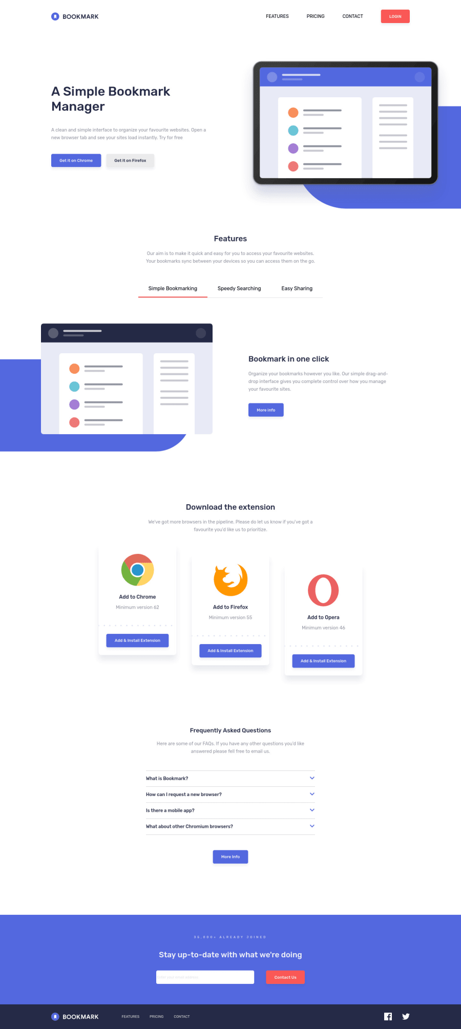 Frontend Mentor Bookmark Landing Responsive Solution Using Html5 Css3 And Reactjs Coding