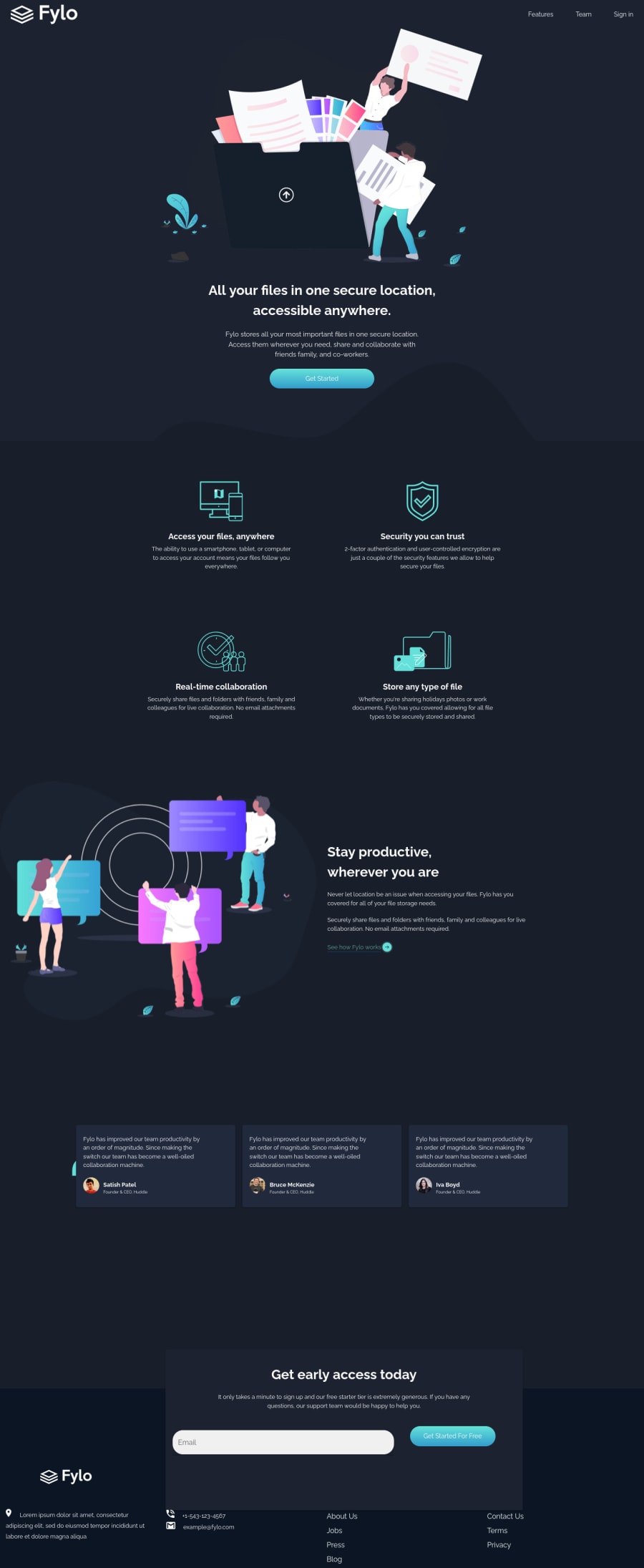 Frontend Mentor Fylo Dark Theme Landing Page With React And