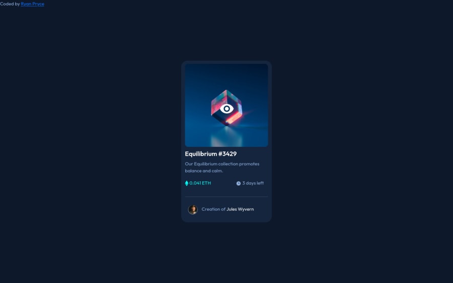 Frontend Mentor Nft Preview Card Using Html Css And Bootstrap Coding