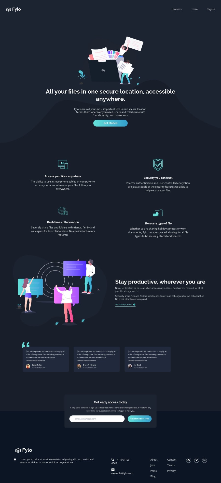 Frontend Mentor Fylo Dark Theme Web Page Built With Tailwindcss And