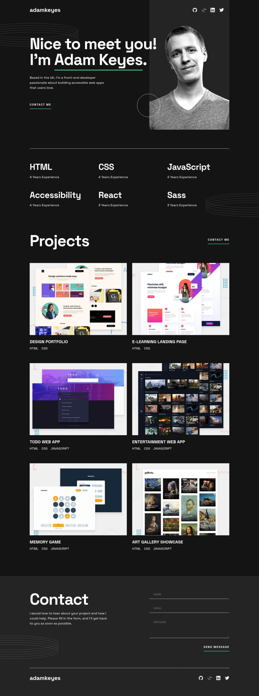 Frontend Mentor | Single-page Developer Portfolio using HTML, CSS and ... Frontend Mentor | Single-page Developer Portfolio using HTML, CSS and ...