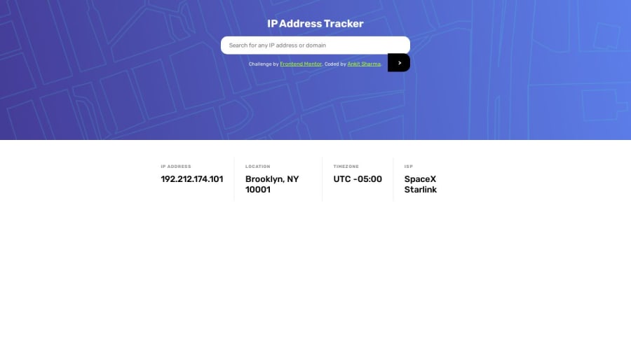 Frontend Mentor Ip Tracker Coding Challenge Solution