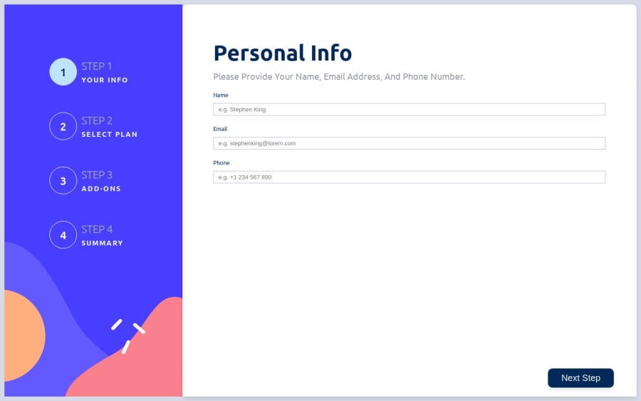 Frontend Mentor Multi Step Form Using Html Css And Javascript Coding 4240
