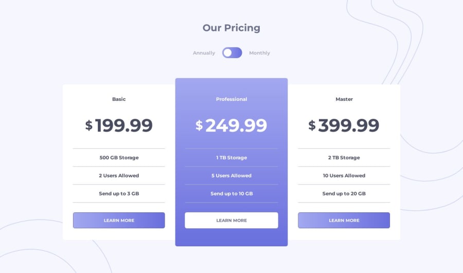 Frontend Mentor Challenge Pricing Component With Toggle Using Html And Css And Js Coding Challenge