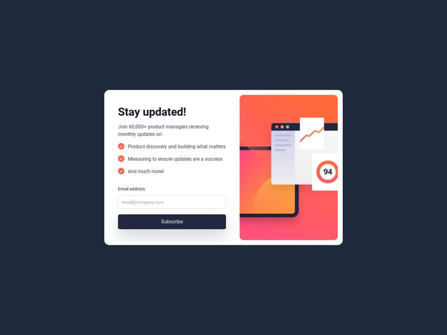 Frontend Mentor Newsletter Sign Up Form Using Tailwind Css And Javascript Coding Challenge Solution
