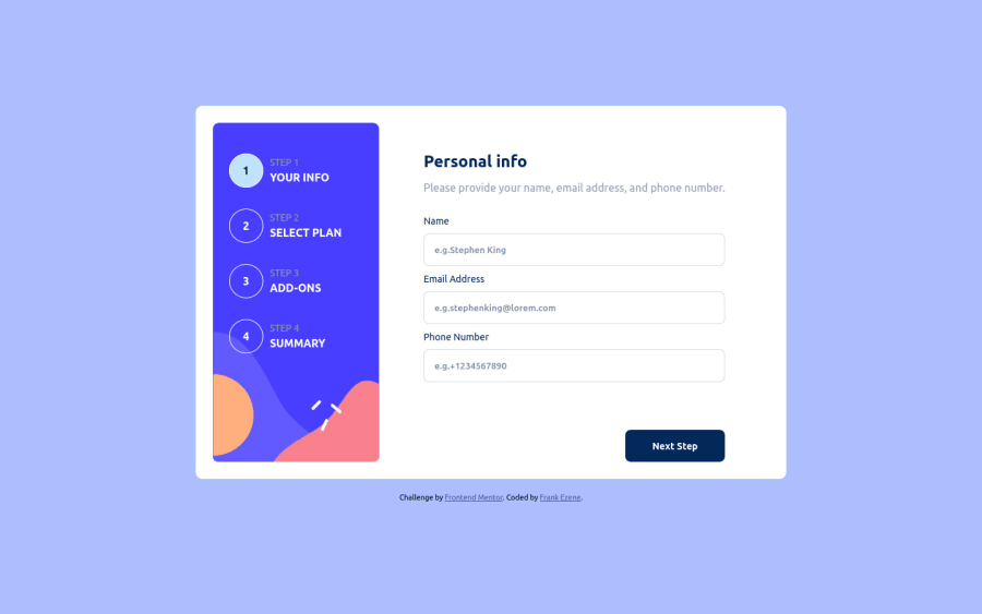 Frontend Mentor Multi Step Form Using Html Css Typescript And Local Storage Coding