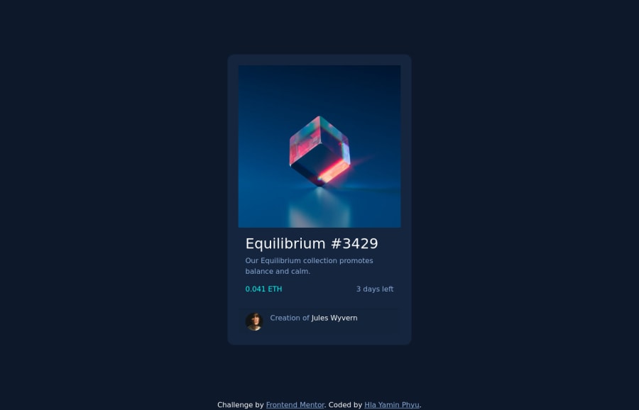 Frontend Mentor Frontend Mentor Nft Preview Card Component Coding