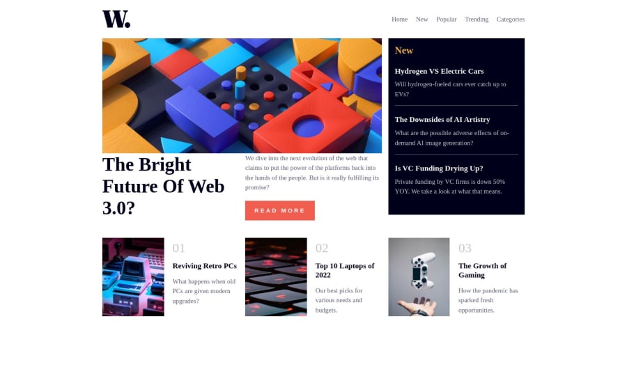 Frontend Mentor News Homepage Using Css Grid And Dom Manipulation