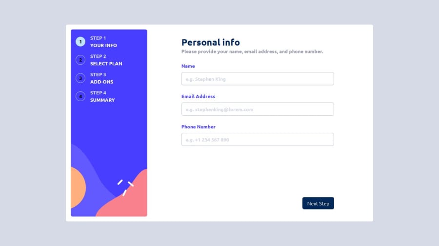 Frontend Mentor Multi Step Form Using React And Tailwind Coding
