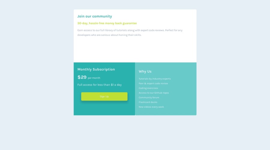 Frontend Mentor Single Grid Card Solution Coding Challenge Solution
