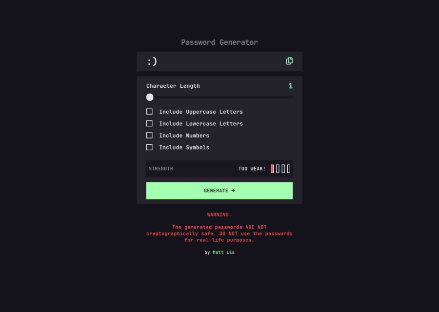 Frontend Mentor My Attempt At The Password Generator Coding Challenge