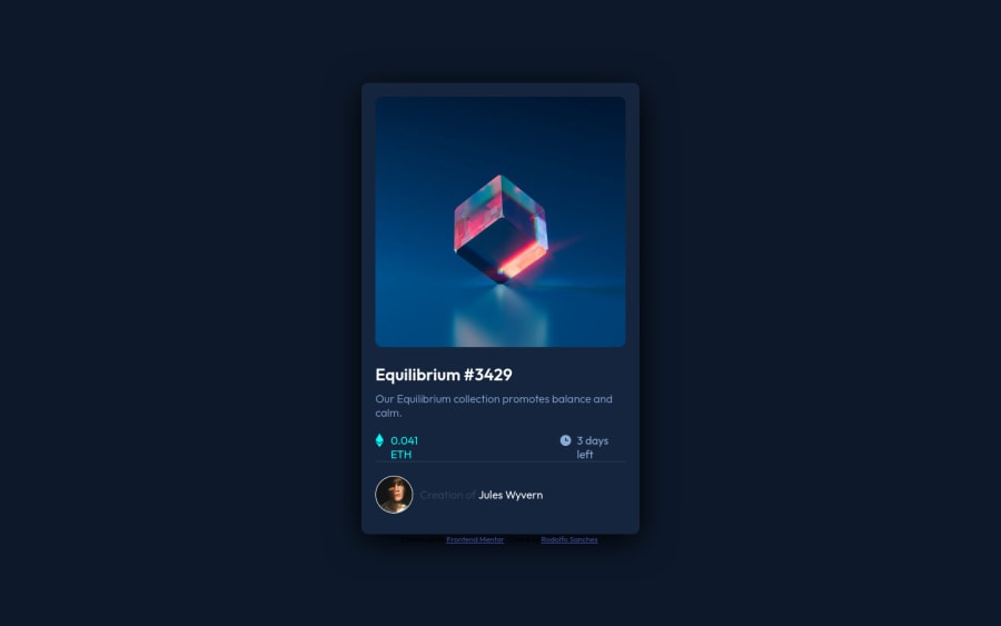 Frontend Mentor Frontend Mentor Nft Preview Card Component Solution Coding Challenge Solution
