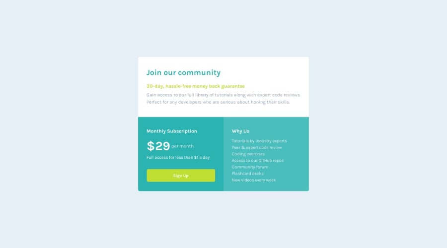 Frontend Mentor Responsive Subscription Page Using Css Flexbox Coding Challenge Solution