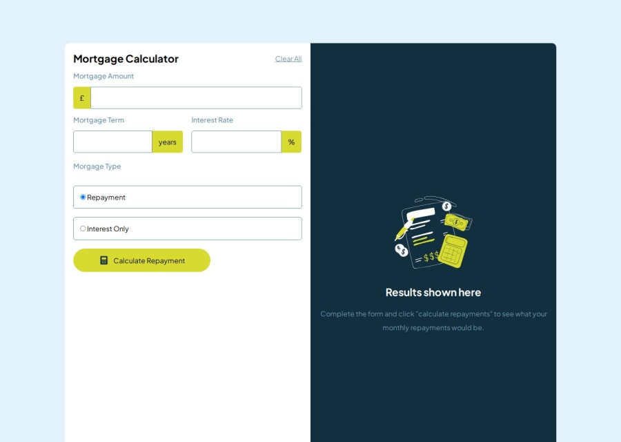 Frontend Mentor Mortgage Calculator Ap Coding Challenge Solution