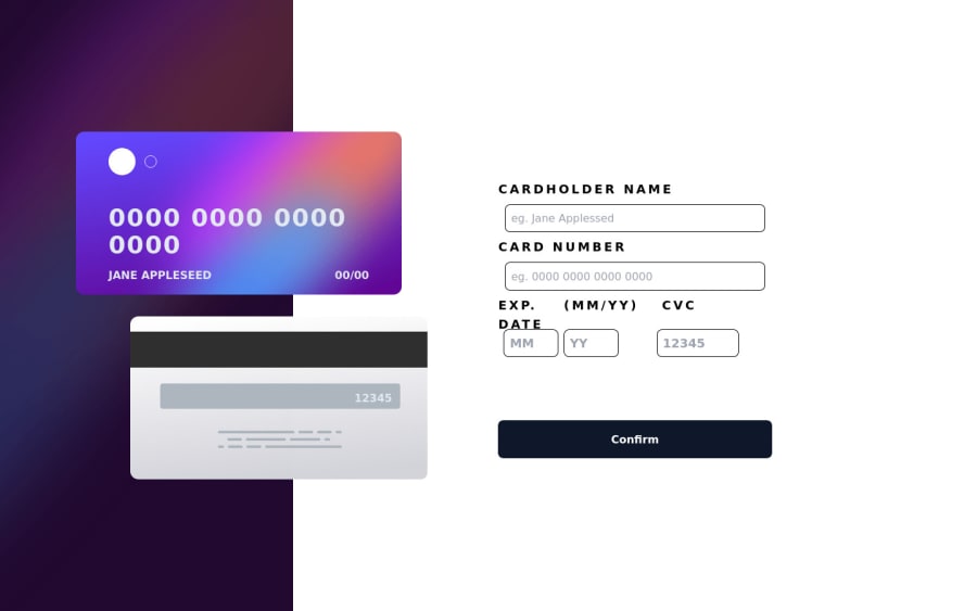 Frontend Mentor Responsive Interactive Card Using React Js And Tailwind Css Coding Challenge