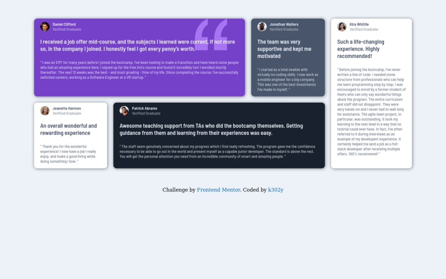 Frontend Mentor Responsive Testimonial Grid Section Using Html And
