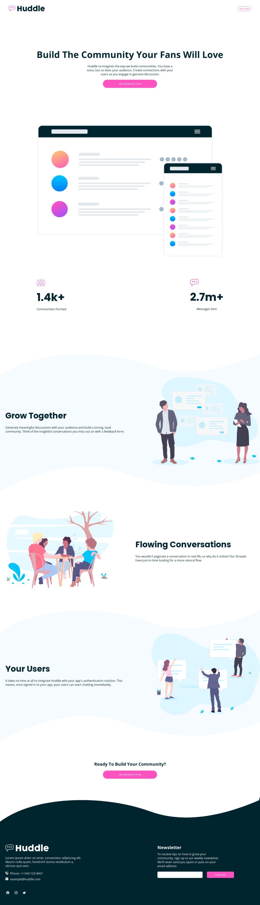 Frontend Mentor Huddle Landing Page With Curved Sections Using Css Coding Challenge Solution