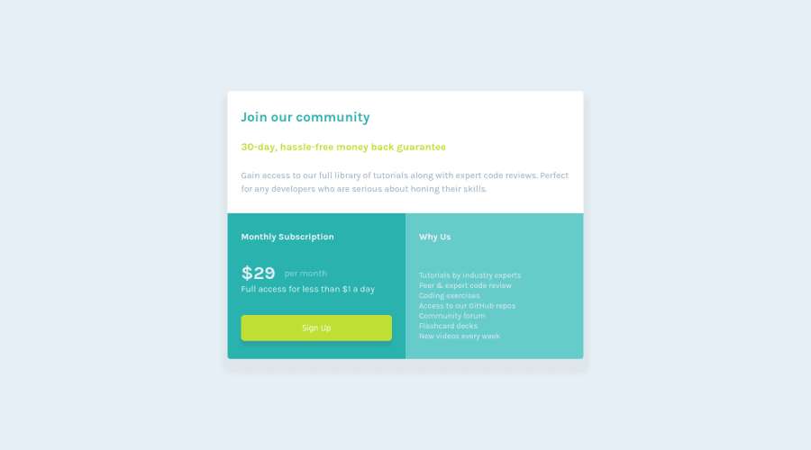 Frontend Mentor Single Price Grid Component Using Css Grid And
