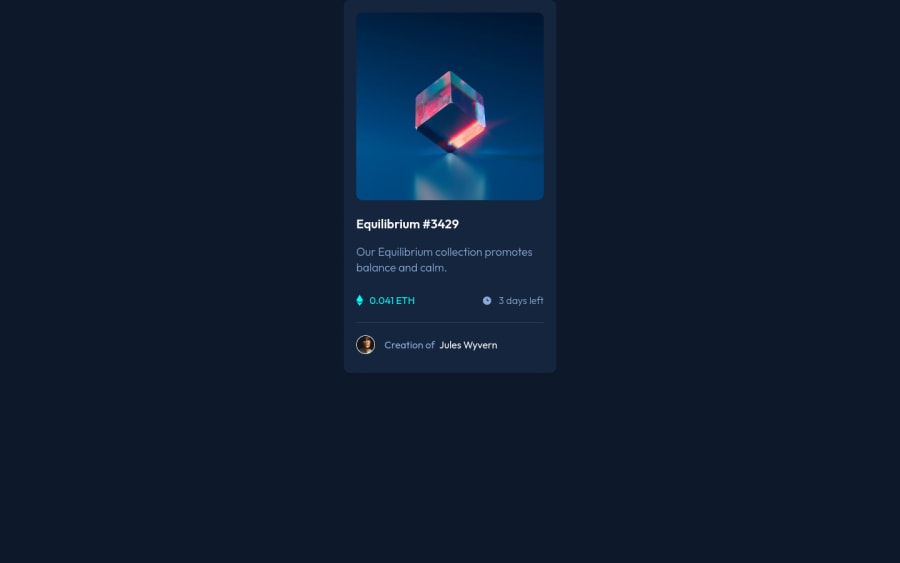 Frontend Mentor Basic Nft Card Using Html And Css Coding Challenge 1076