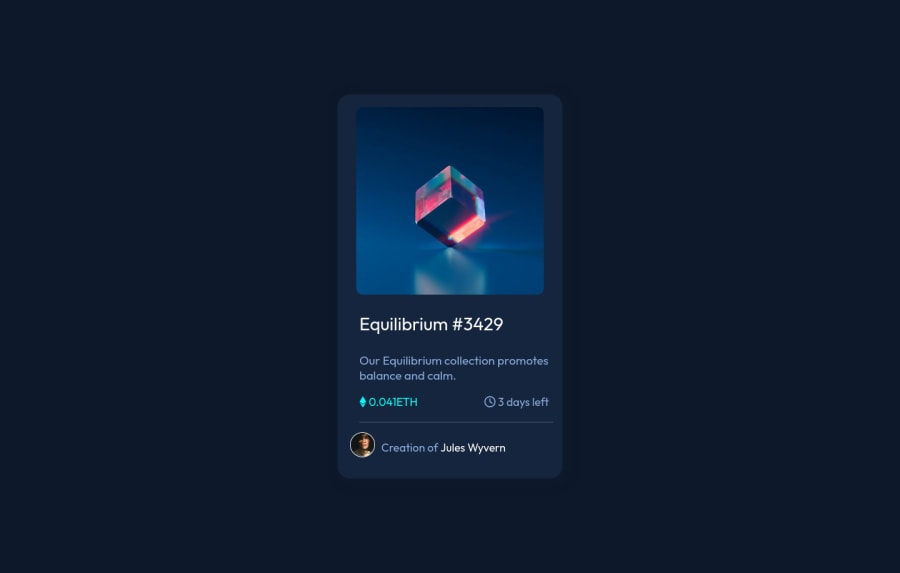 Frontend Mentor Nft Card Using Html And Css Coding Challenge Solution