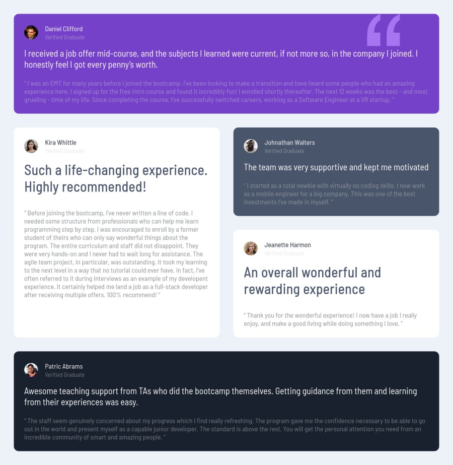 Frontend Mentor Testimonials Grid Coding Challenge Solution