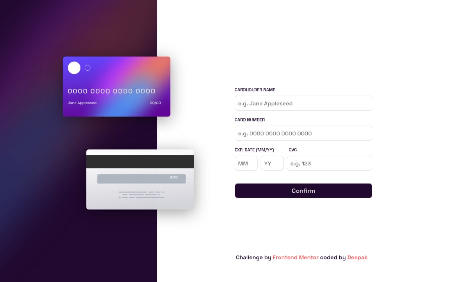 Frontend Mentor Interactive Card Details Form Coding Challenge Solution