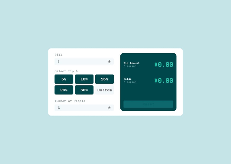 Frontend Mentor Tip Calculator App Coding Challenge Solution