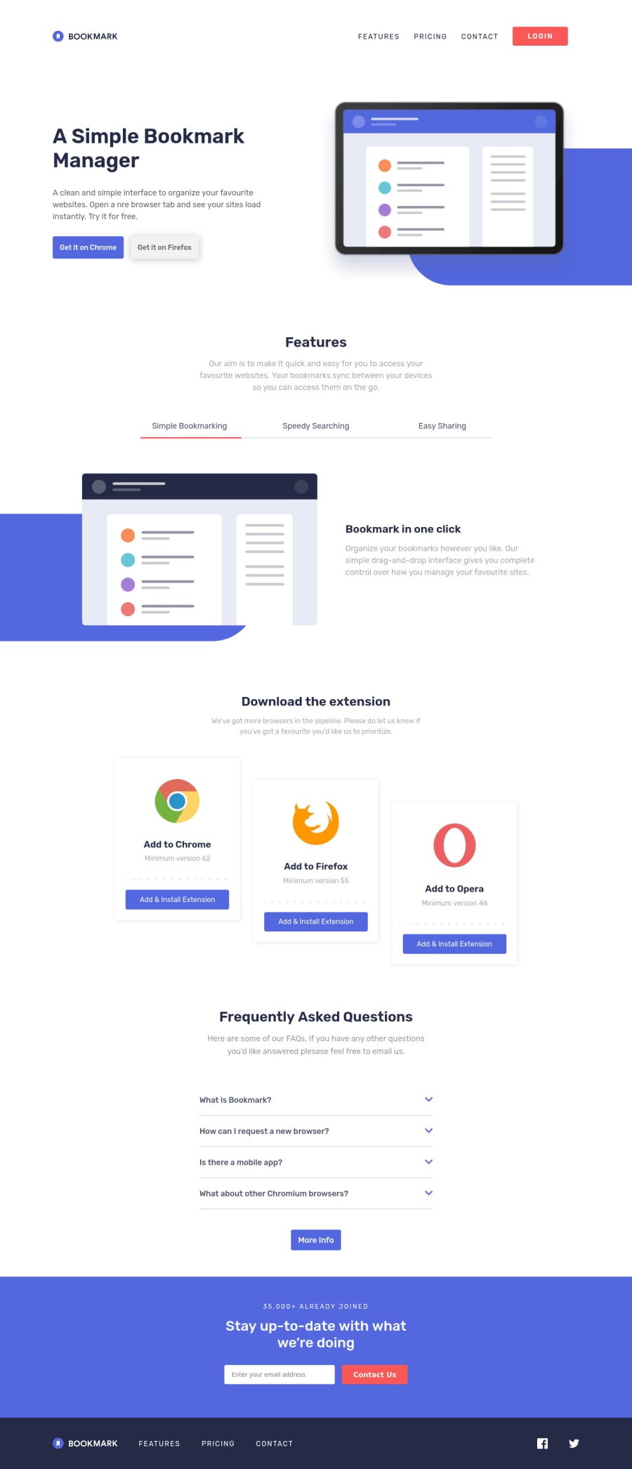 Frontend Mentor Bookmark Landing Page Using Html Css And Javascript Coding Challenge Solution