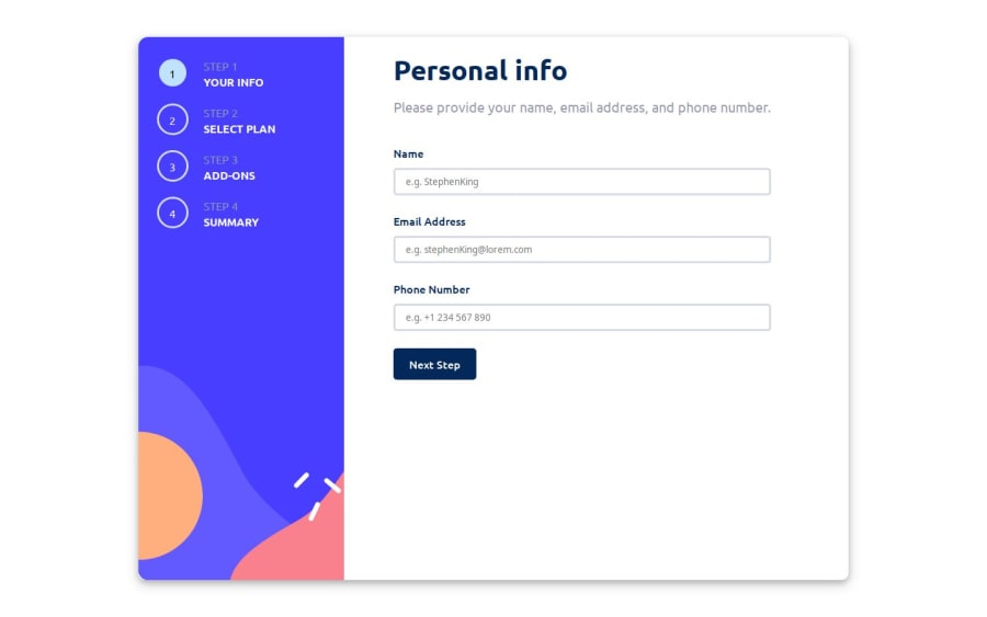 Frontend Mentor Multi Step Form Using React Js Coding Challenge Solution