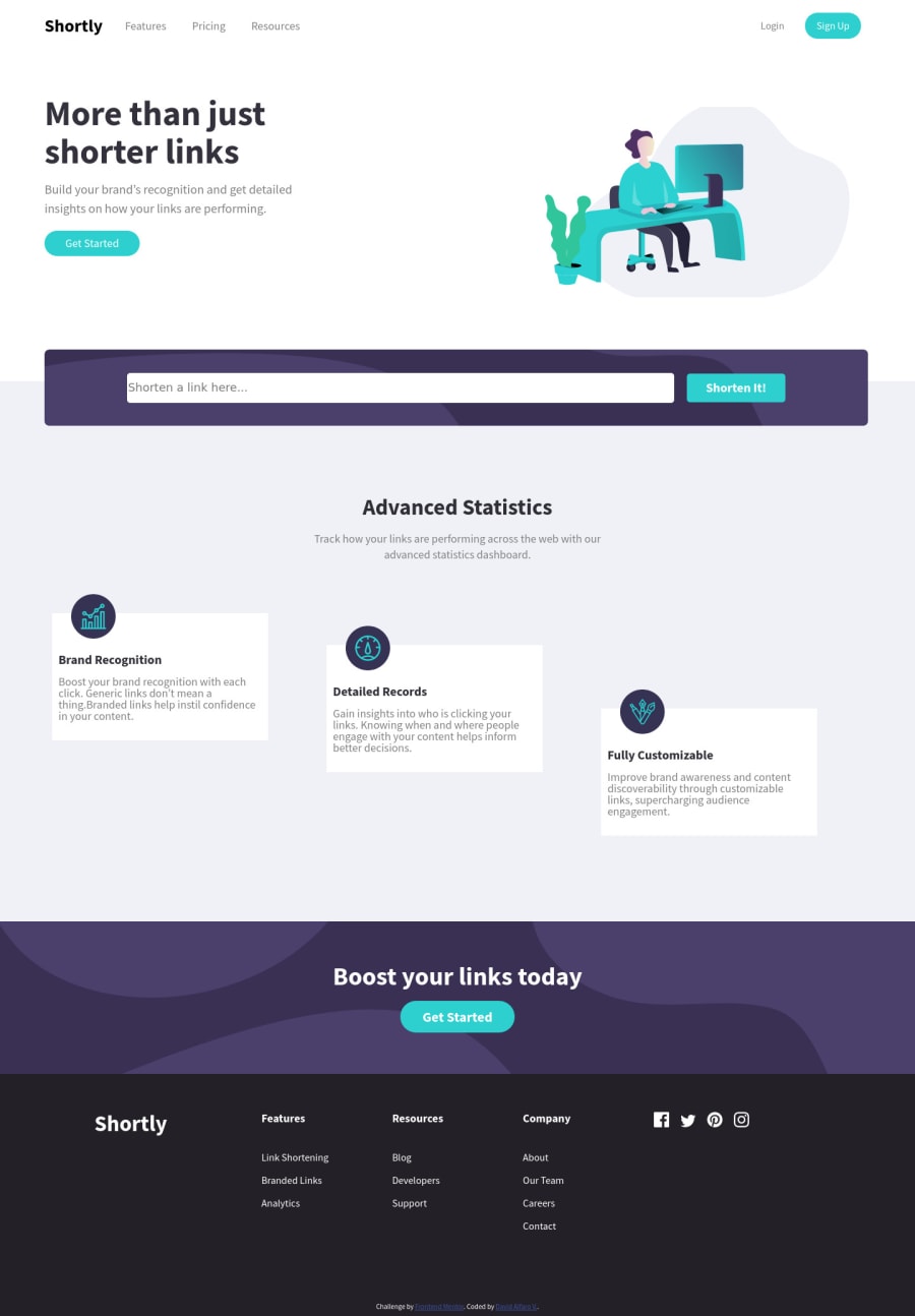 Frontend Mentor Url Shortening Page Using Html Css And Js Coding Challenge Solution