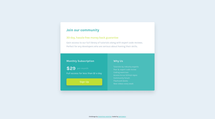 Frontend Mentor Single Price Grid Component With Scss Bem Css Grid And Css Flexbox Coding