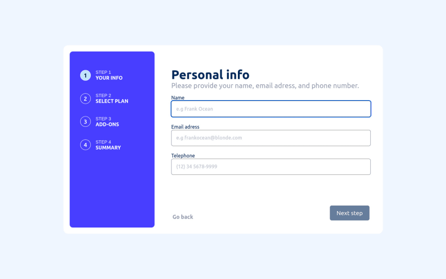 Frontend Mentor React Typescript Multi Step Form Coding Challenge