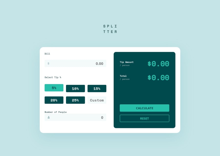 Frontend Mentor Tip Calculator App Coding Challenge Solution
