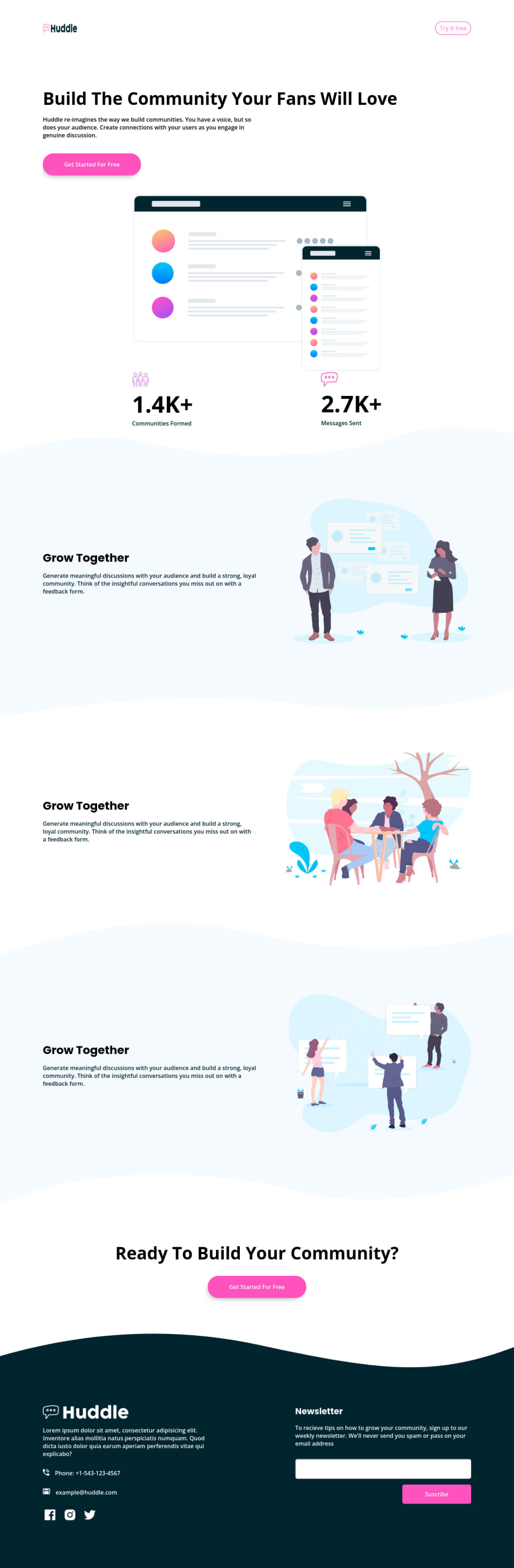 Frontend Mentor | Responsive landing page Huddle using html and CSS ... Frontend Mentor | Responsive landing page Huddle using html and CSS ...