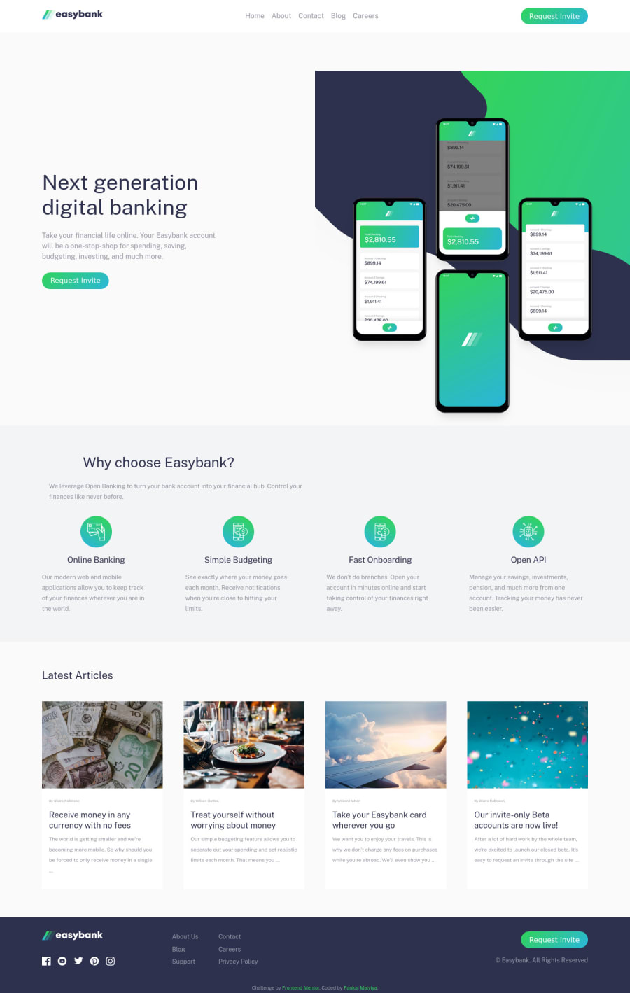 Frontend Mentor Responsive Easybank Using React Coding Challenge Solution