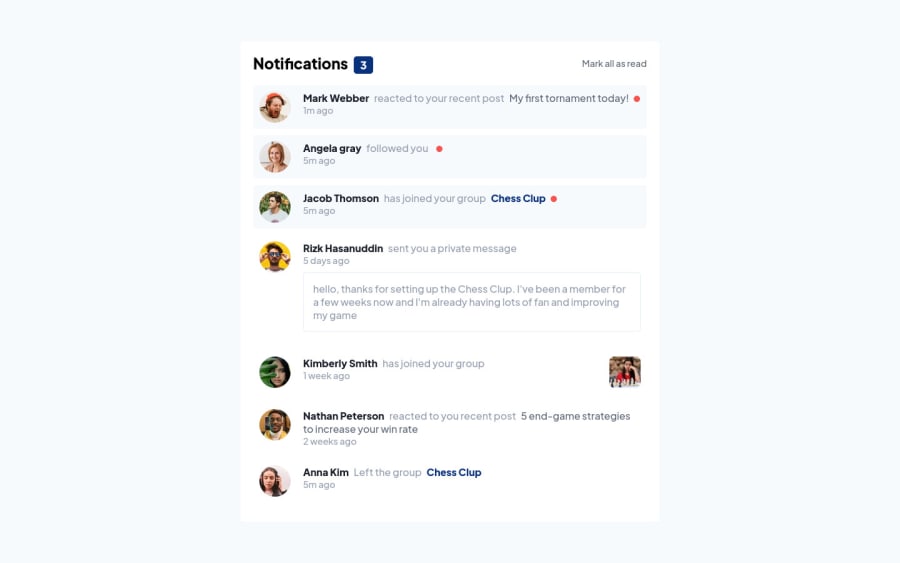 Frontend Mentor Notification Page With Pure Html Css And Js Coding Challenge Solution