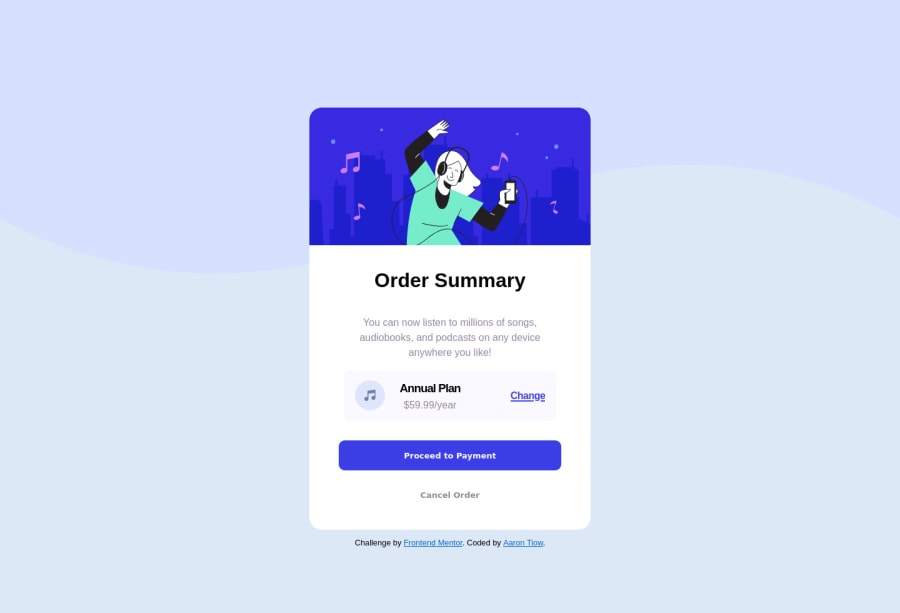 Frontend Mentor Order Summary Component Using Flexbox And Media Query Coding Challenge Solution