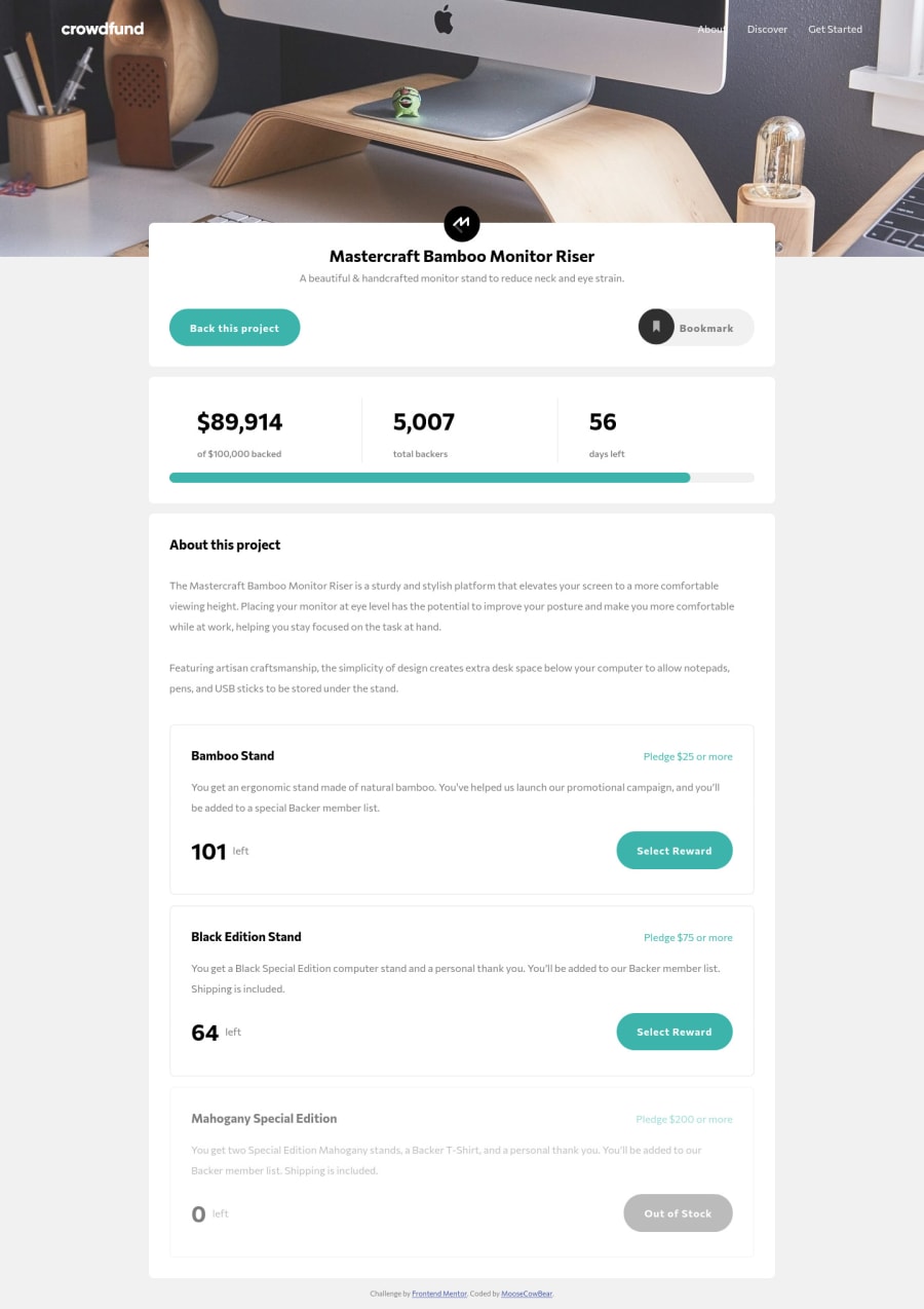 Frontend Mentor Crowdfunding Product Page With Grid Coding Challenge