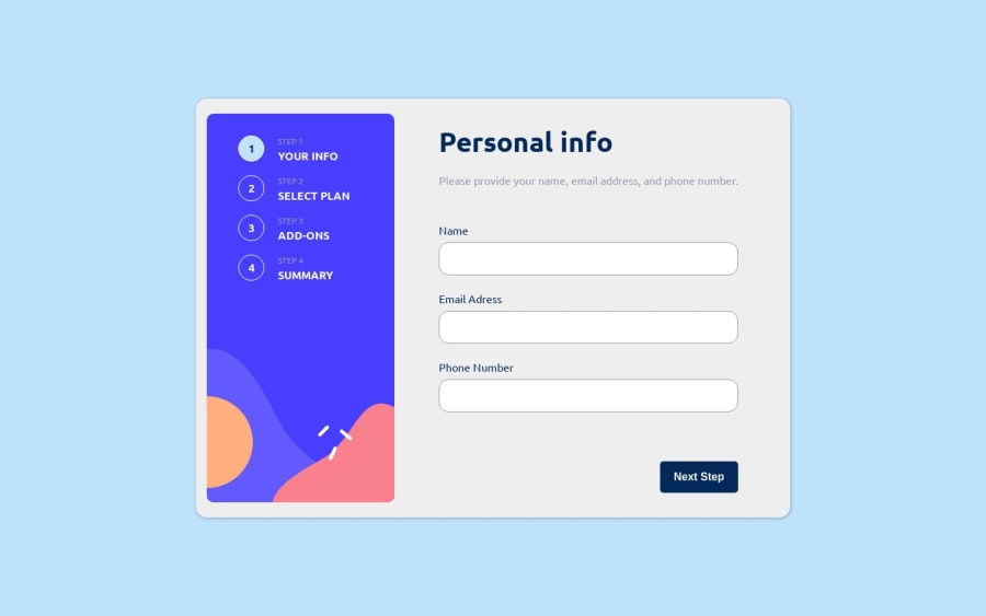 Frontend Mentor Multi Step Form React Js Coding Challenge Solution