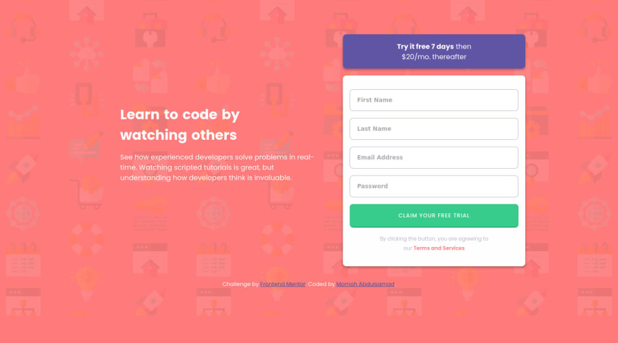 Frontend Mentor Intro Signup Form Using Html Css And Javascript Coding Challenge Solution