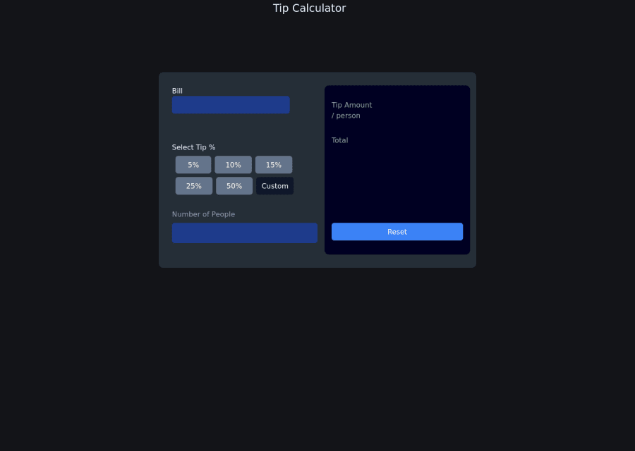 Frontend Mentor Tip Calculator Using React Js And Tailwind Css Coding