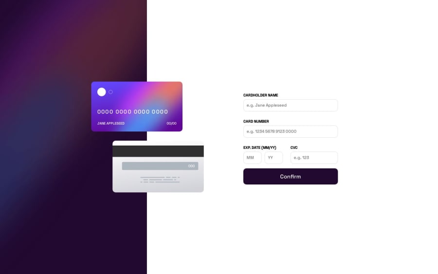 Frontend Mentor Interactive Card Details Form Coding Challenge Solution