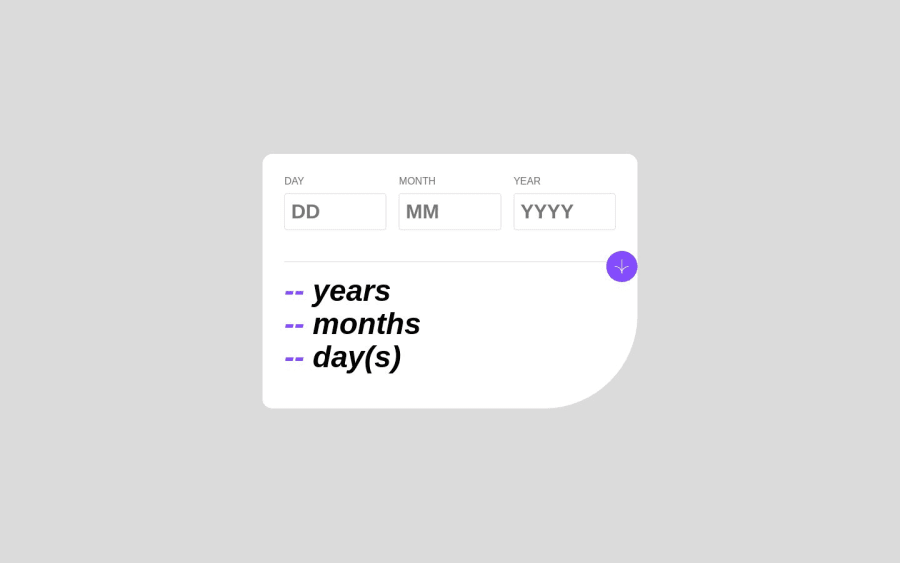 Frontend Mentor Responsive Age Calculator App Using Html Css And Vanilla Js Coding Challenge