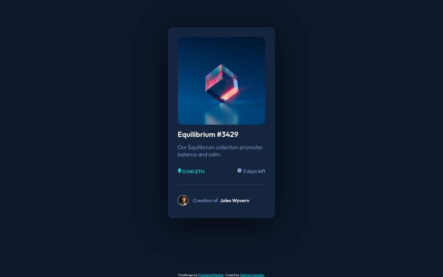 Frontend Mentor Nft Preview Component Coding Challenge Solution