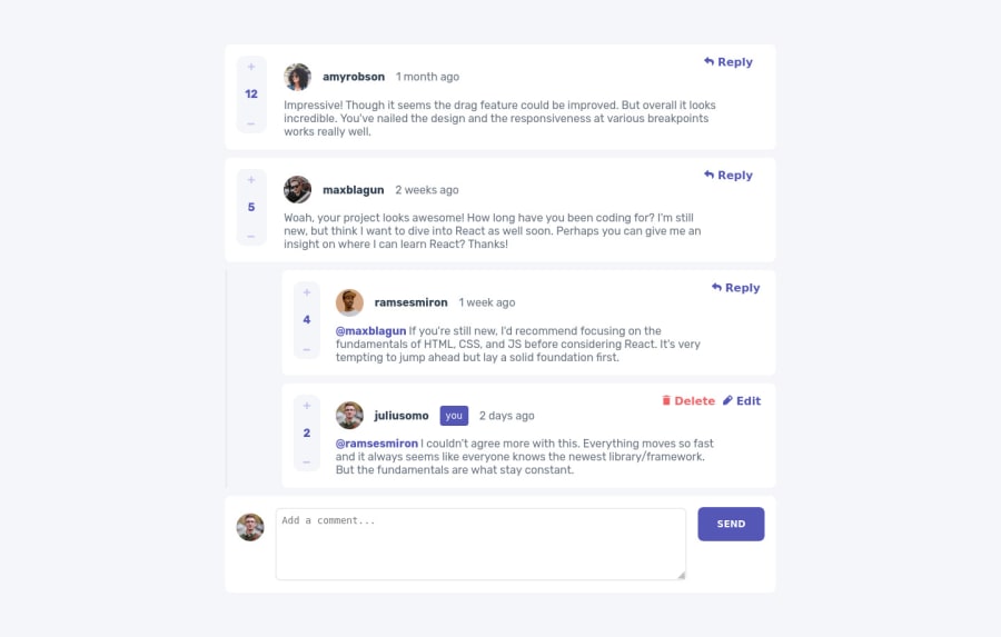 Frontend Mentor Interactive Comments App Solution Made With Reactjs Coding Challenge Solution