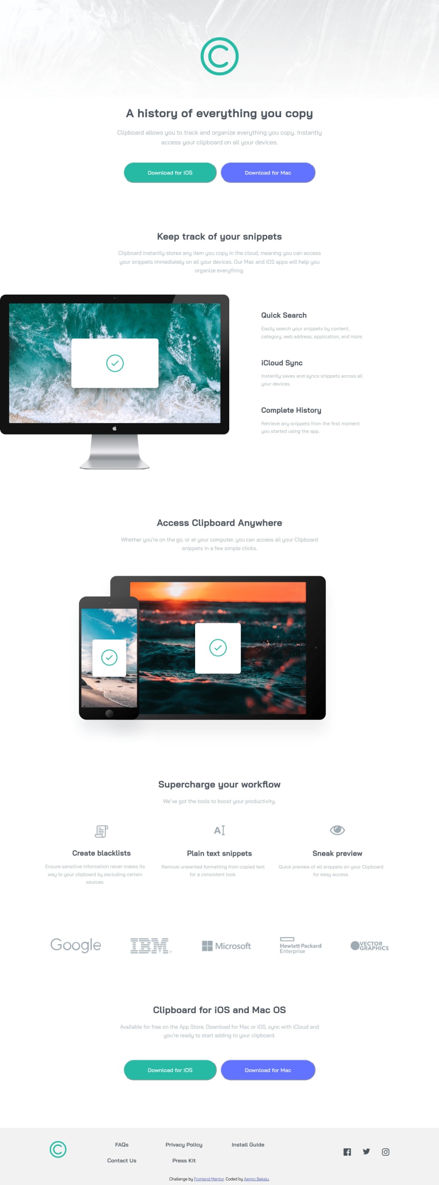 Frontend Mentor Responsive Clipboard Landing Page By Css Flexbox And