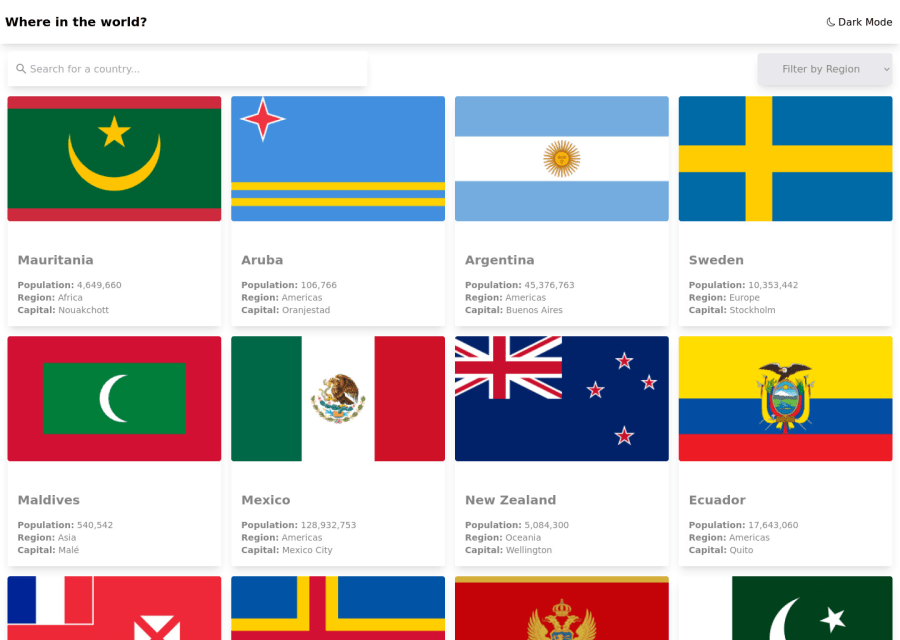 Frontend Mentor Responsive Where In The World Api Project With Dark Reactjs Tailwind Coding